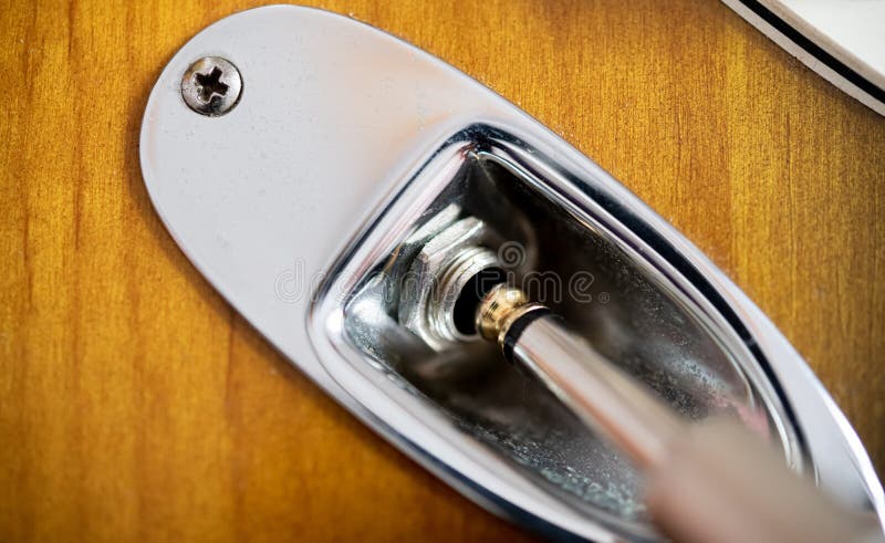 Electric Guitar Connecting Plug in Cable Output Jack Detail Stock Photo ...