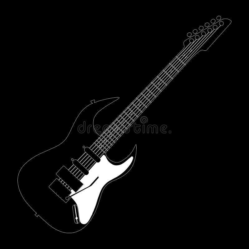 Electric guitar contour stock vector. Illustration of element - 60726683