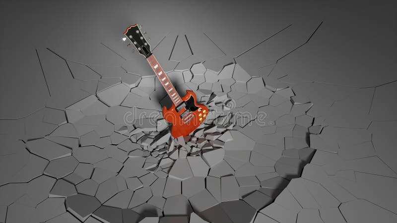 Electric Guitar Fell on the Floor and Broke it Stock Illustration ...