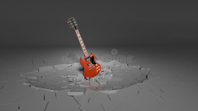 Electric Guitar Fell on the Floor and Broke it Stock Illustration ...