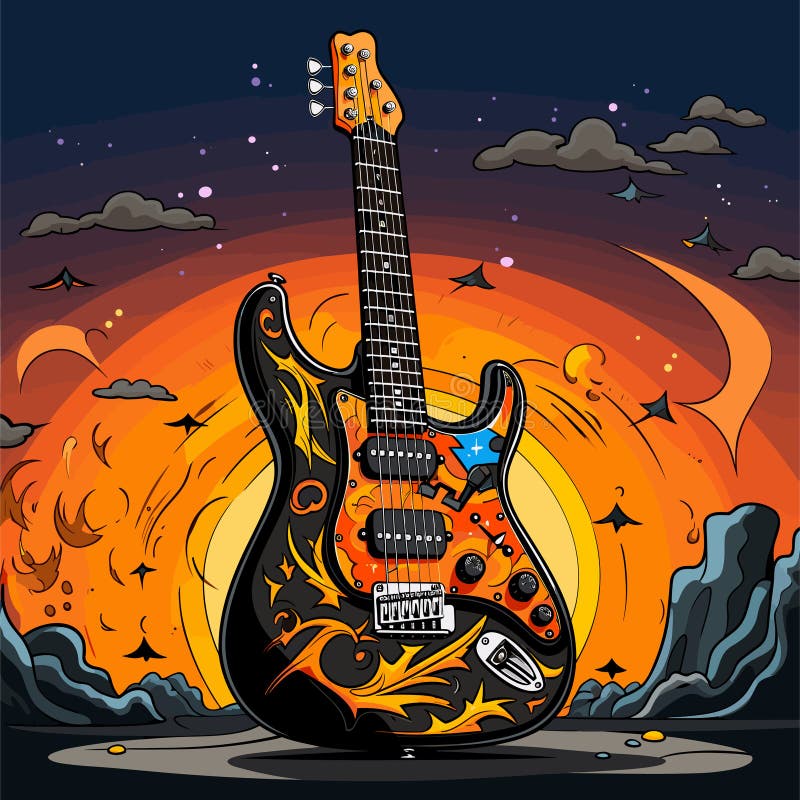 Electric Guitar Hand-drawn Comic Illustration. Electric Guitar. Vector ...