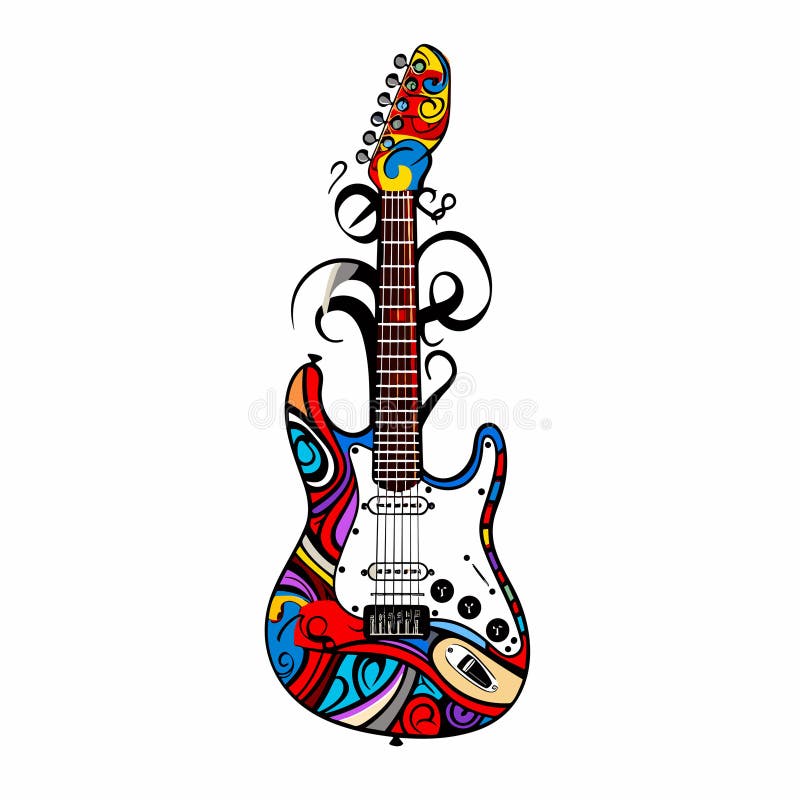 Electric Guitar Hand-drawn Comic Illustration. Electric Guitar. Vector ...