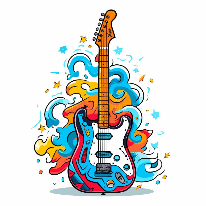 Electric Guitar Hand-drawn Comic Illustration. Electric Guitar. Vector ...