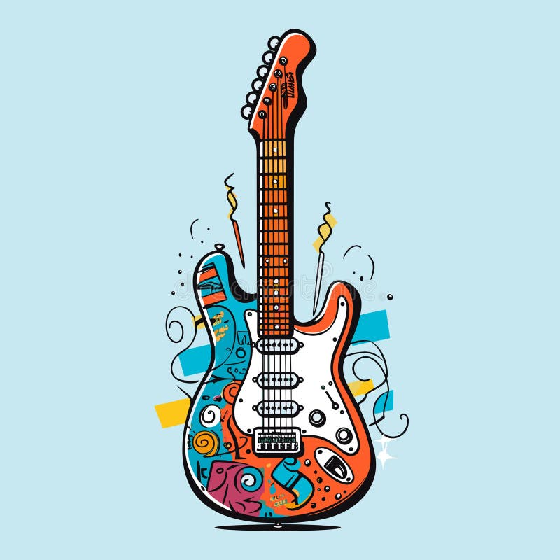 Electric Guitar Hand-drawn Comic Illustration. Electric Guitar. Vector ...