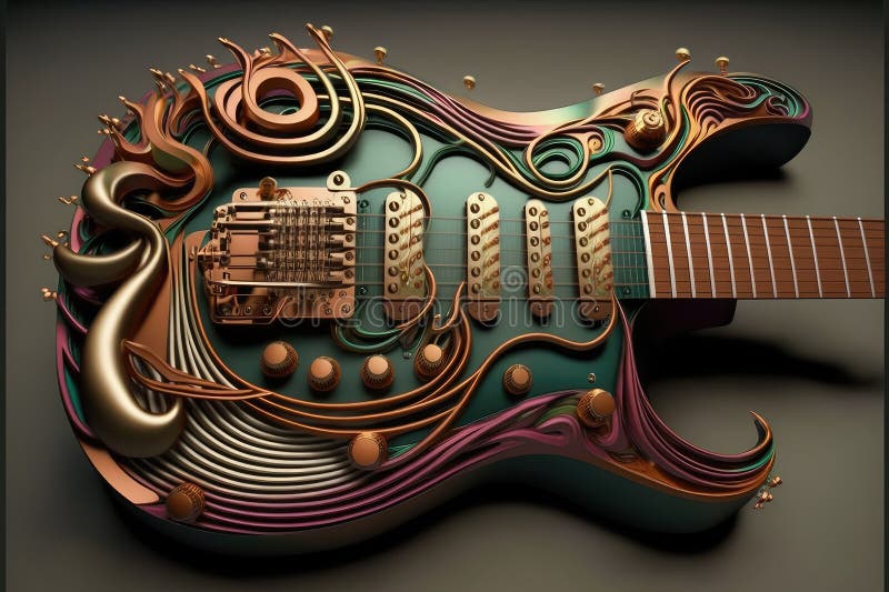 Electric Guitar, with Its Strings Vibrating and Creating Unique Sound ...