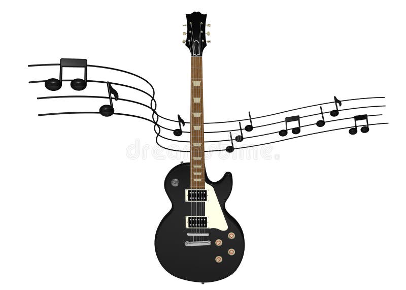 Electric Guitar With Music Notes Stock Illustration - Image: 17054832