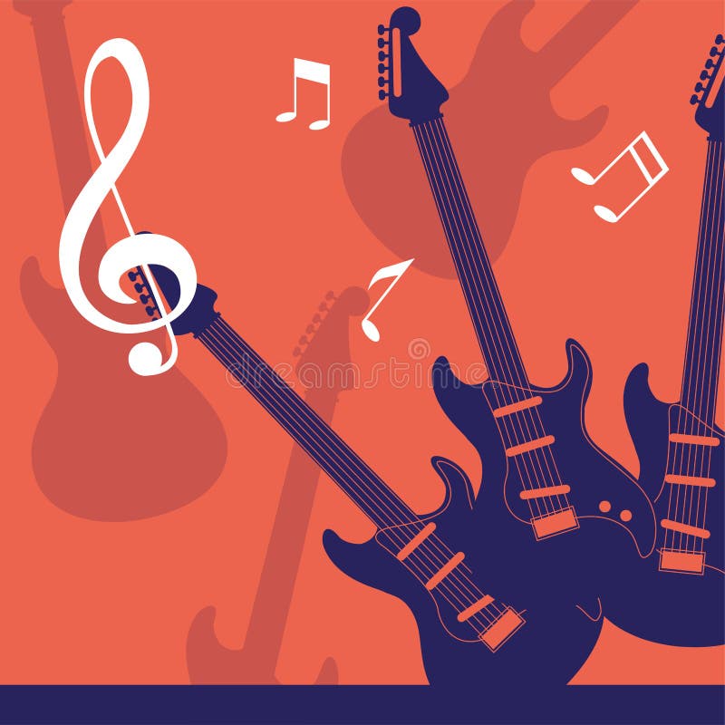 Electric Guitar Musical Note Background Stock Illustration ...