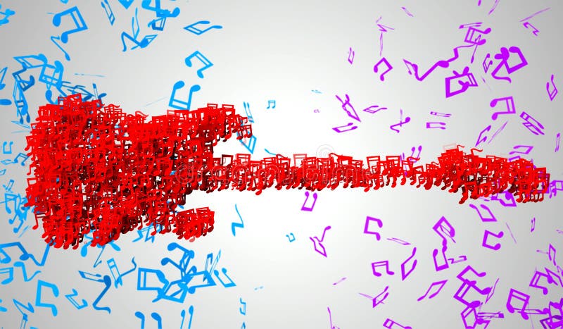Electric Guitar Musical Note Particles 3D Stock Illustration ...
