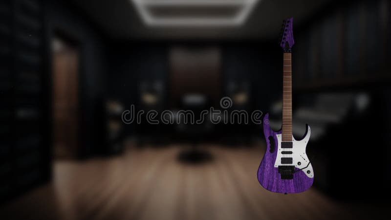 Electric Guitar Purple Spin Recording Studio 4K Loop Stock Footage ...