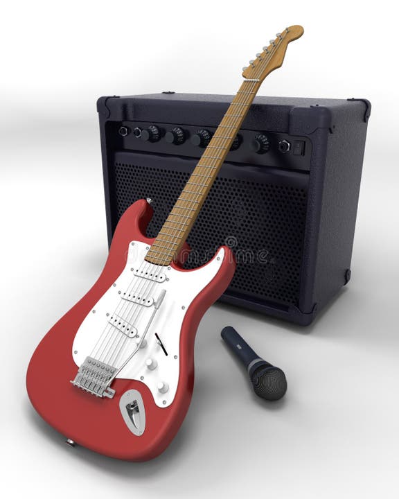 Electric Guitar, Speaker and Microphone Stock Illustration ...
