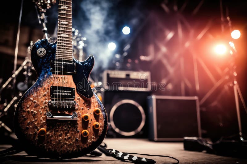 Electric Guitar on Stage, Ready for Performance Stock Image - Image of ...