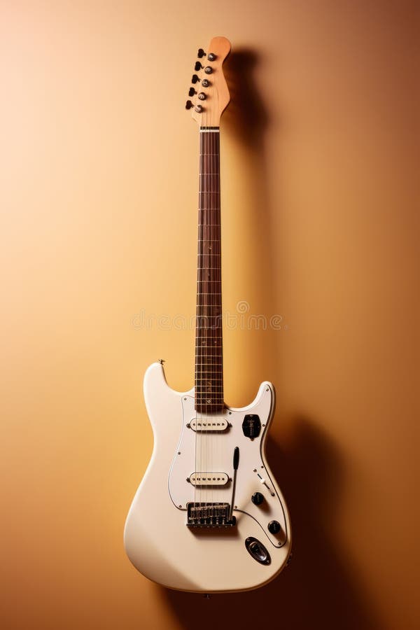 Electric Guitar Stand on Beige Background. Vertical Format. Musical ...