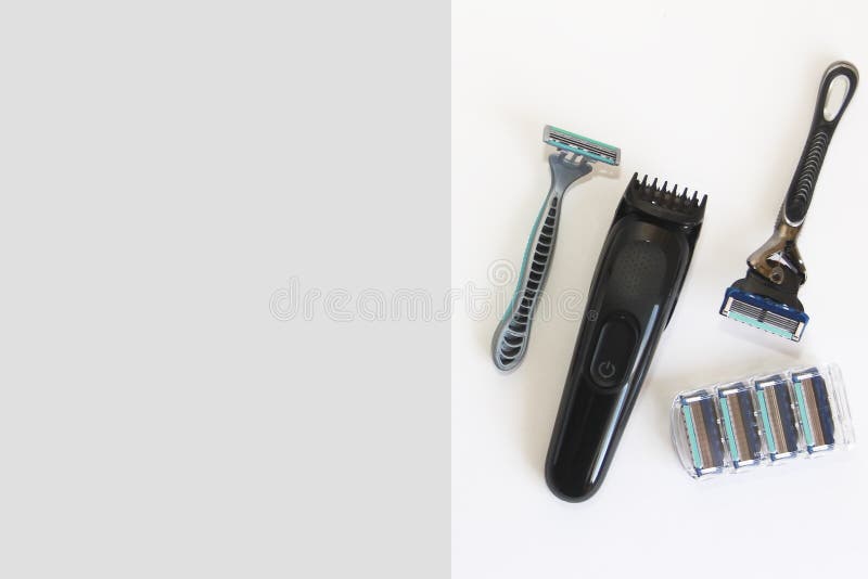 Electric Hair Clipper and Manual Shaving Machines Stock Photo - Image ...