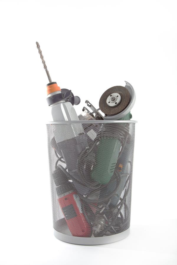Electric Hand Tools in a Dustbin Stock Image - Image of unusefull ...