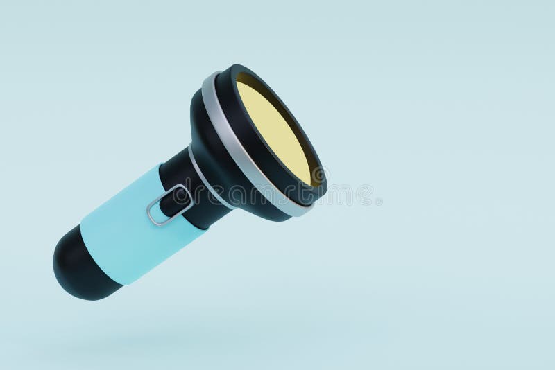 Electric Handheld Flashlight with Button. 3d Illustration Stock ...