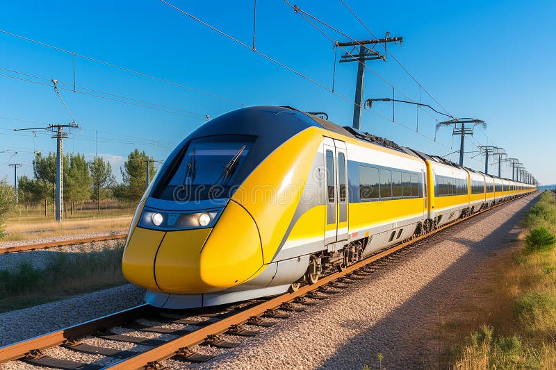 Electric High-Speed Train, Passenger Transportation Stock Illustration ...