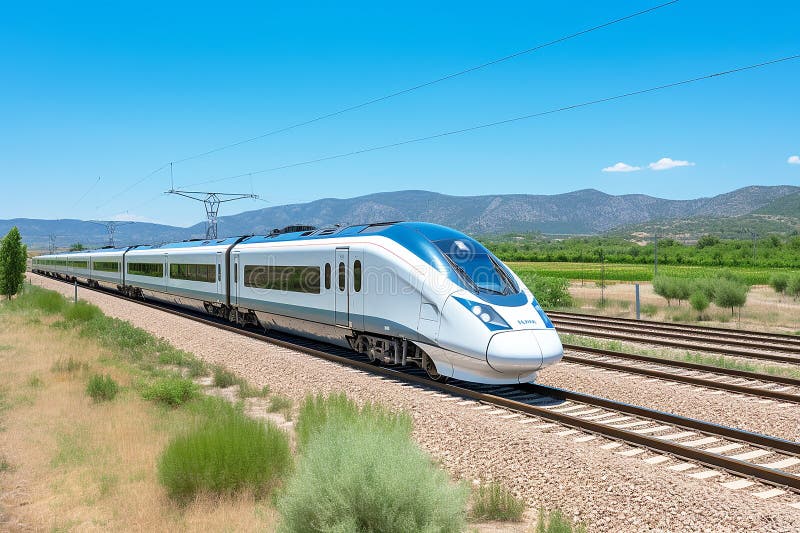 Electric High-Speed Train, Passenger Transportation Stock Illustration ...