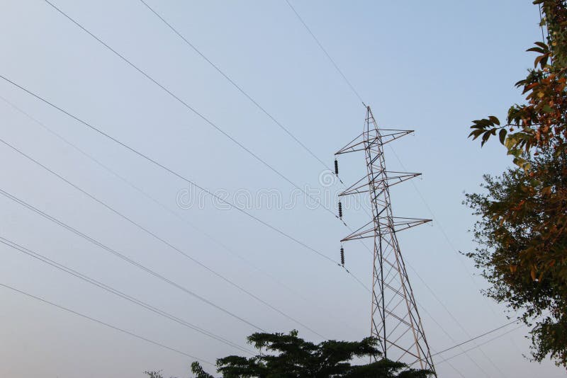 Electric High Voltage Post with Sky Background - High Voltage Po Stock ...
