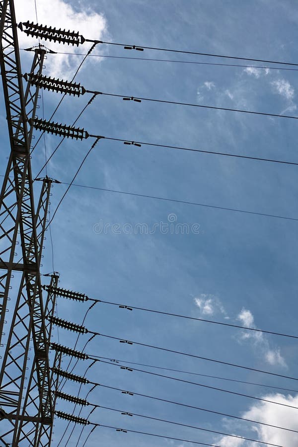Electric High Voltage Post with Sky Background Stock Image - Image of ...