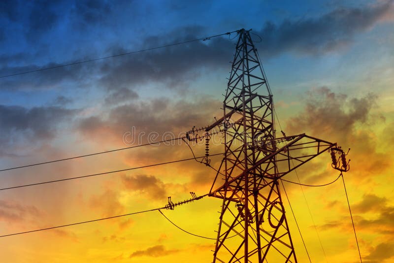 Electric High Voltage Power Post Stock Image - Image of cables ...