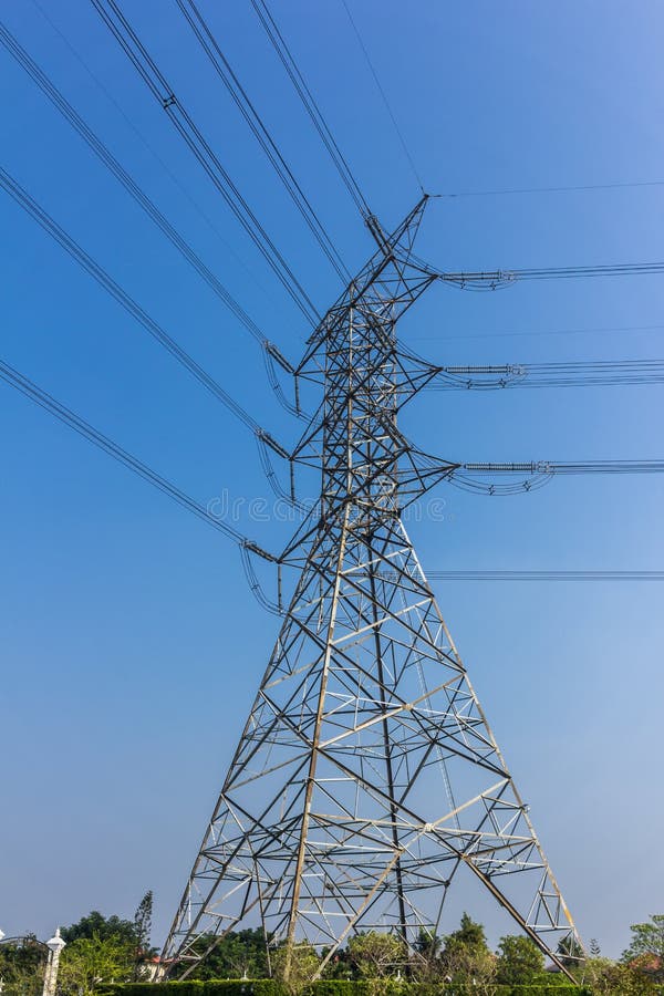 Electric High Voltage Power Post. Stock Image - Image of metal ...