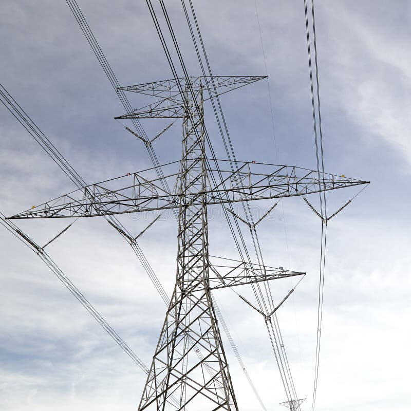 Electric high voltage stock photo. Image of cloudy, energy - 78790126