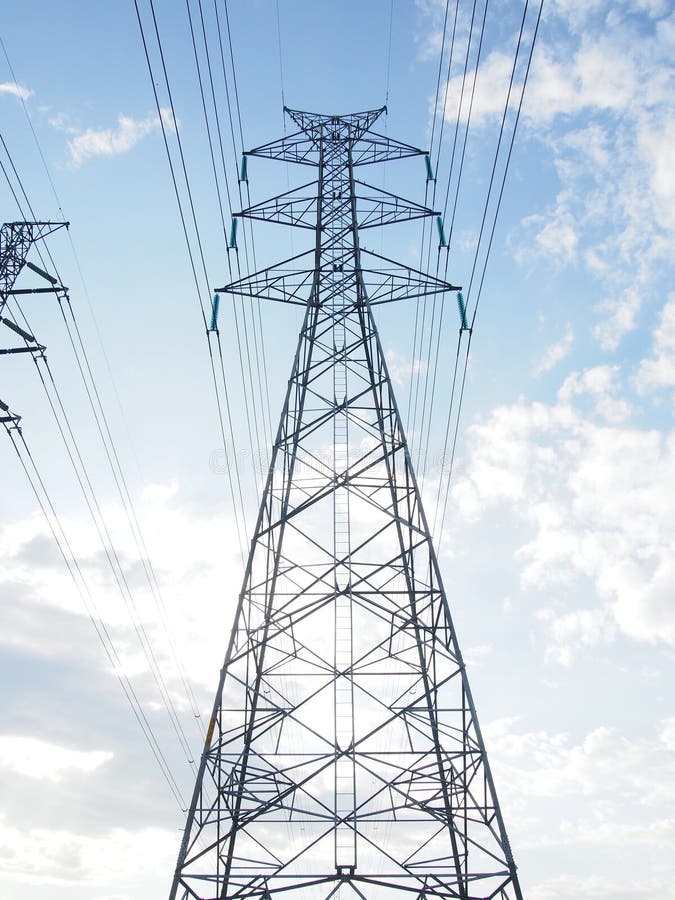Electric High Voltage Power Post Stock Photo - Image of blue, energetic ...