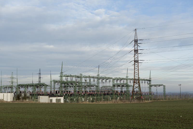 Electric High Voltage Power Post Stock Image - Image of engine, current ...