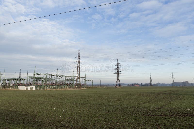 Electric High Voltage Power Post Stock Image - Image of high ...