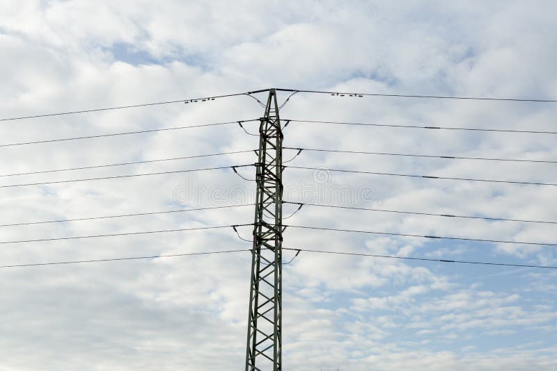 Electric High Voltage Power Post Stock Image - Image of engine, line ...