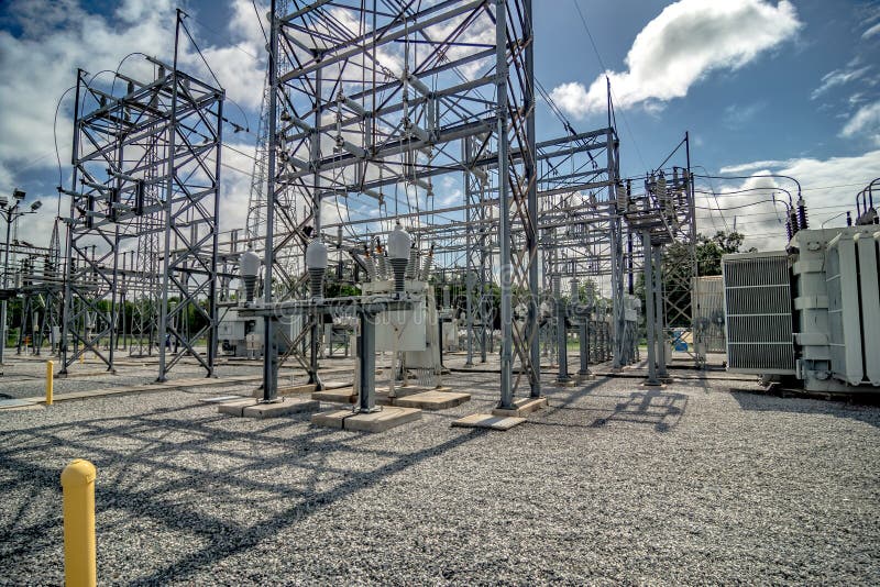 Electric High-voltage Power Substation Stock Image - Image of potential ...