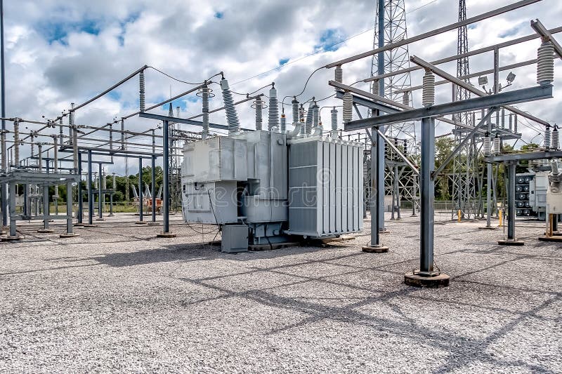 Electric High-voltage Power Substation Stock Photo - Image of city ...