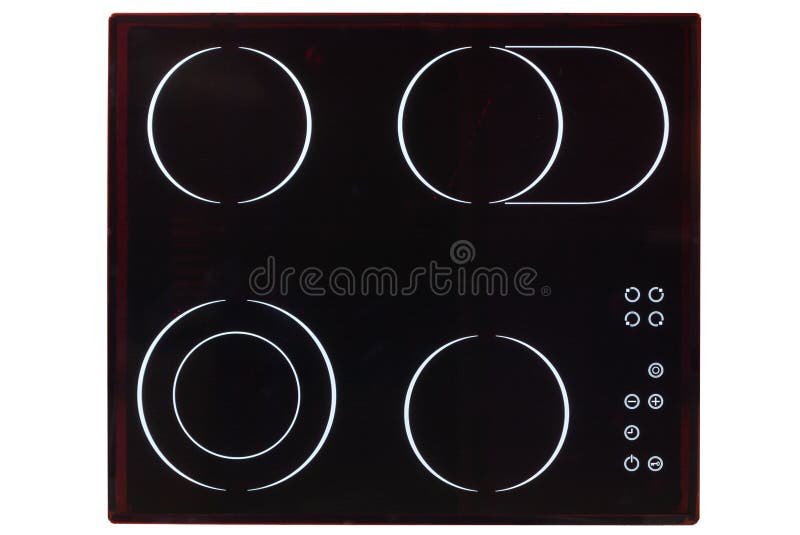 Electric Hob with Ceramic Surface and Touch Control Panel Isolated on ...