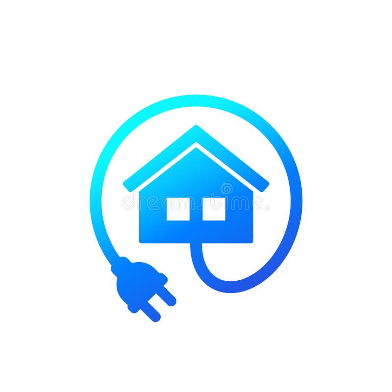 Electric Home Icon with a Plug, Vector Stock Vector - Illustration of ...