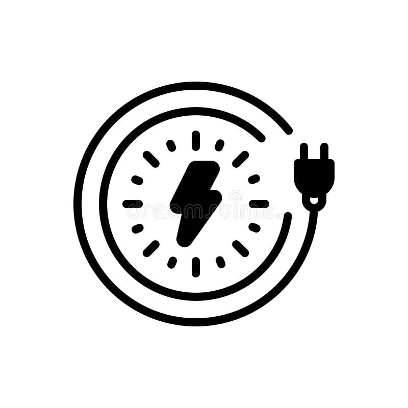 Black Solid Icon for Electric, Cable and Socket Stock Vector ...