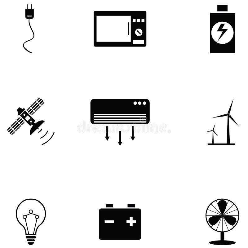 Electric icon set stock vector. Illustration of electronic - 120563775