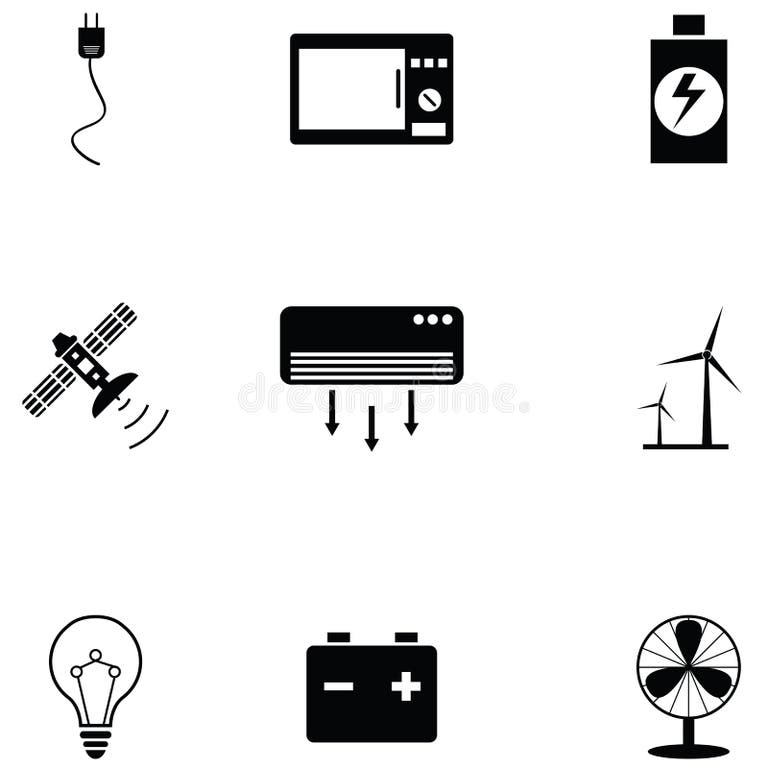 Electric icon set stock vector. Illustration of electronic - 120563775