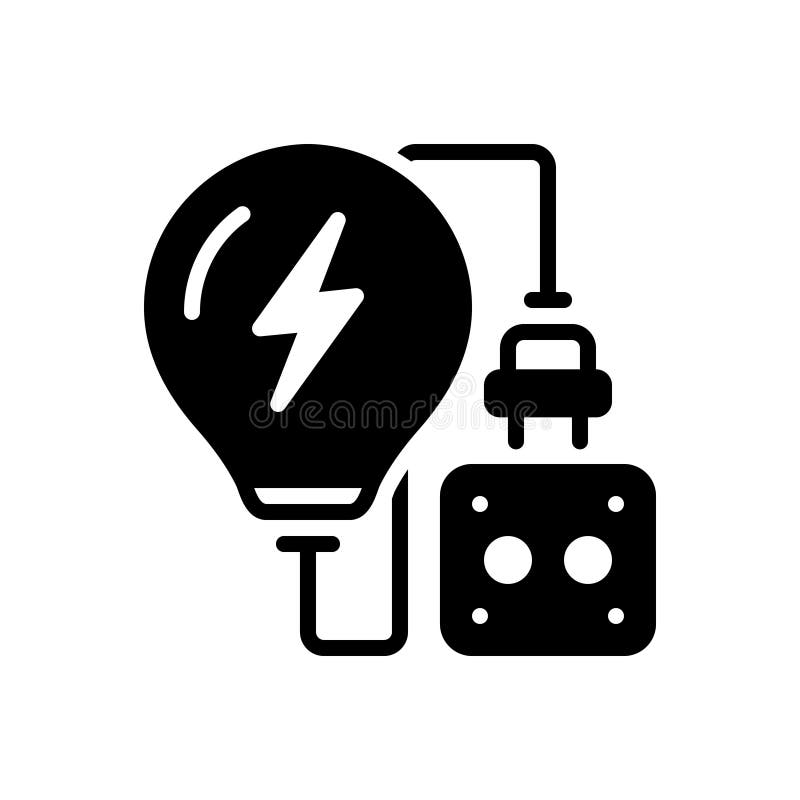 Black Solid Icon for Electric, Thunder Bolt and Power Stock Vector ...