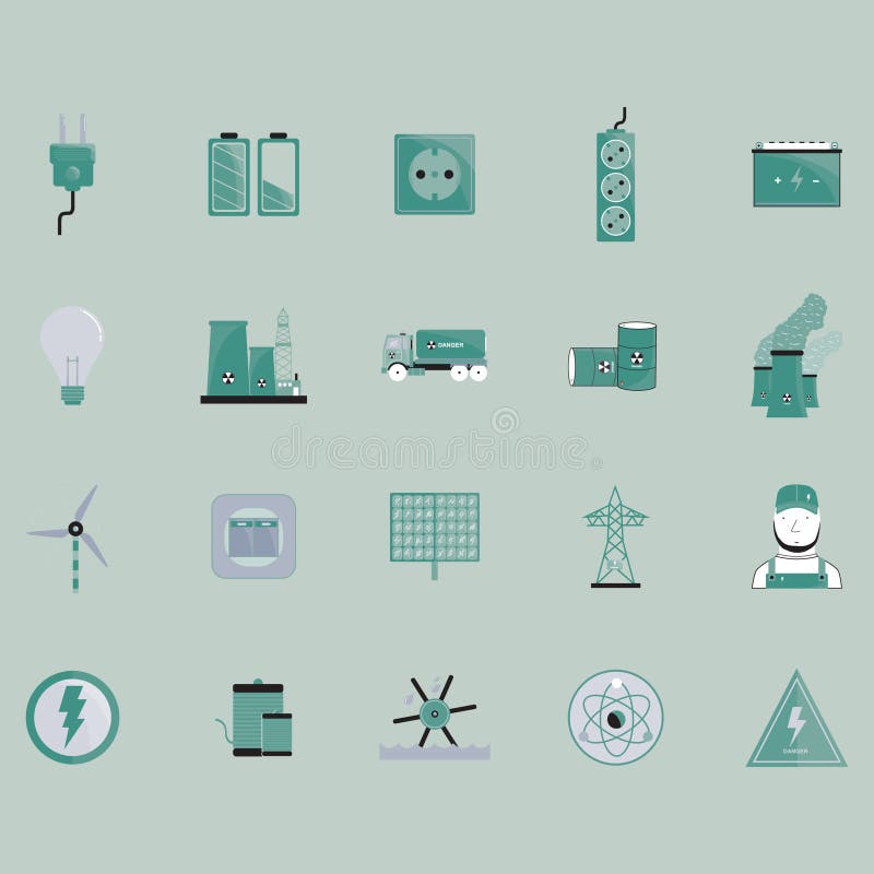 Electric Icons Set. Vector Illustration Decorative Design Stock Vector ...