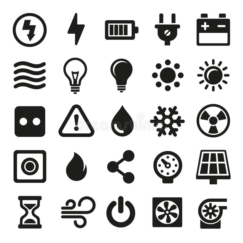 Electric Icons Set on White Background. Vector Stock Vector ...