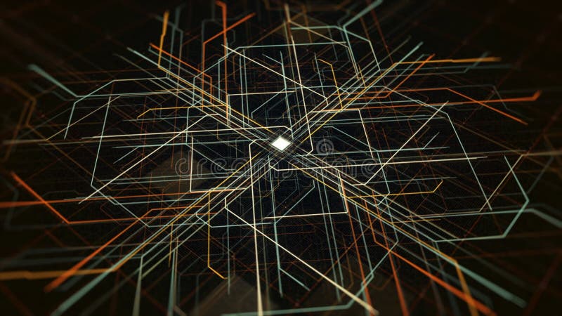 Electric Impulses Running into Computer Circuit Board, Data Procession ...