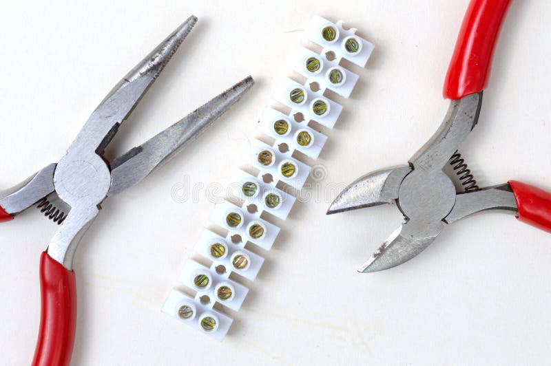 Electric Installation Tools on a Light Background, Flat La Stock Photo ...