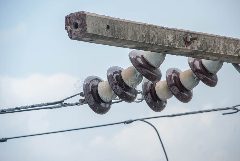 Electric Insulators on Pylon Stock Photo - Image of high, pole: 41791616