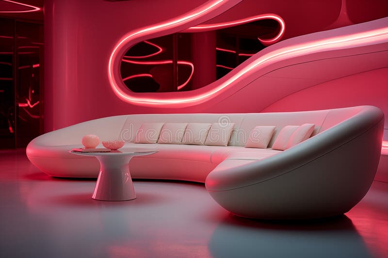 Electric Interior Design Neon Light Concept by Generative AI Stock ...