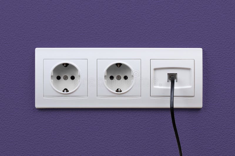 Electric and Internet Outlets on Wall Stock Photo - Image of indoors ...