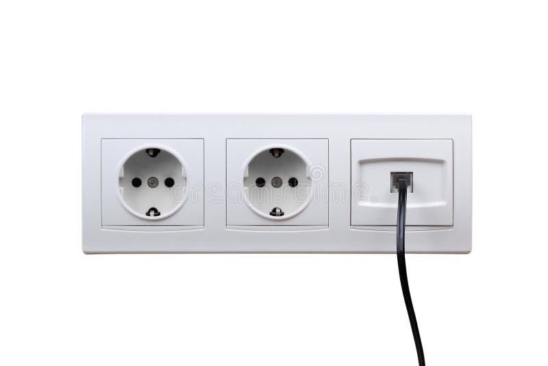 Electric and Internet Outlets on Wall Stock Photo - Image of indoors ...