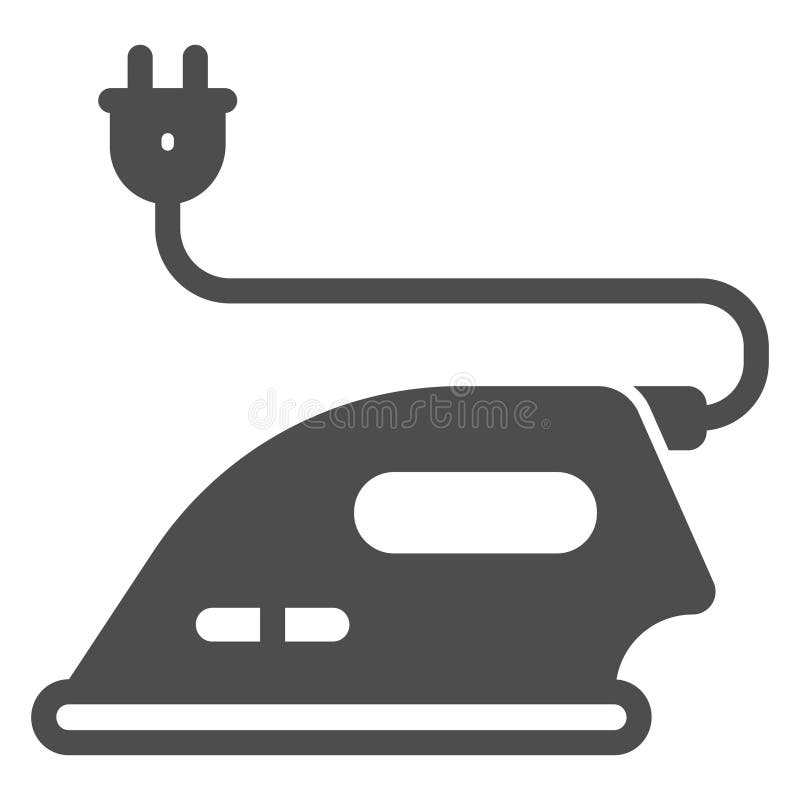 Electric Iron with Wire and Fork Plug Solid Icon, Laundry Service ...