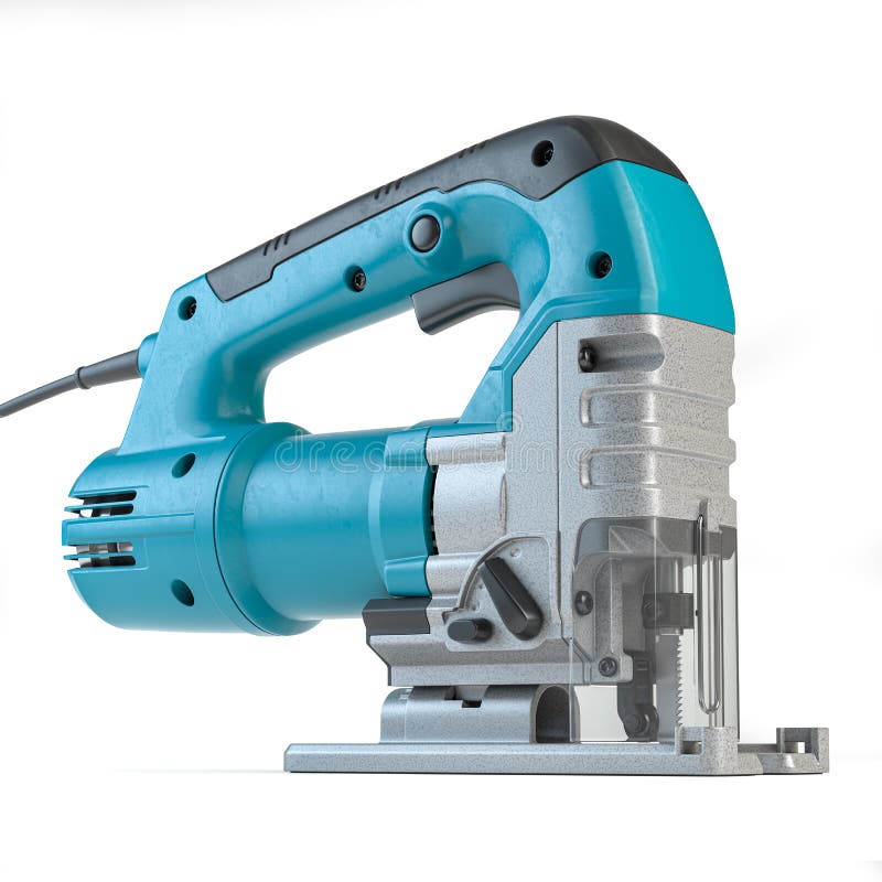 Electric Jigsaw Isolated on White. Electric Tool for Carpenter Stock ...