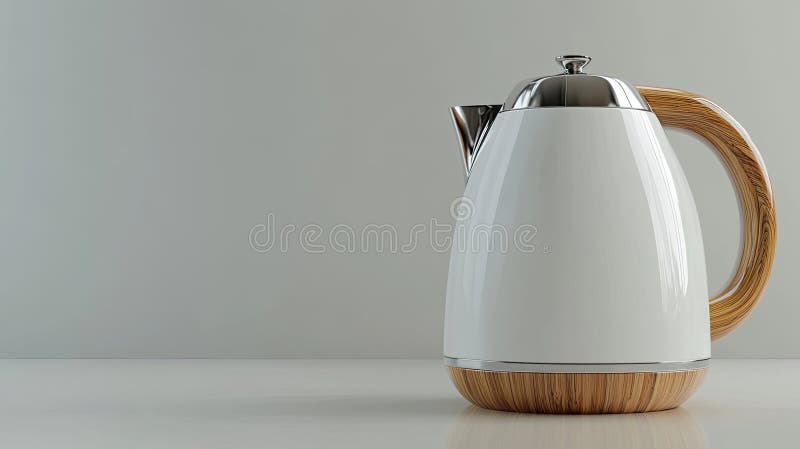 This Electric Kettle Features a Stylish Bamboo Handle and Matte White ...