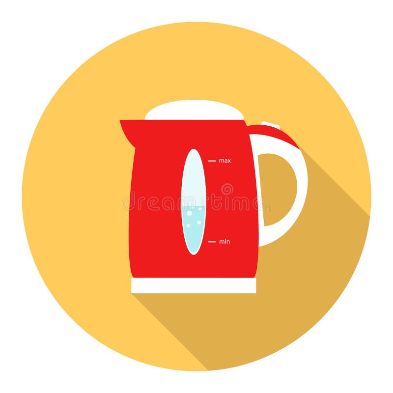 Electric Kettle, Electric Kettle Icon Isolated on Yellow Background ...